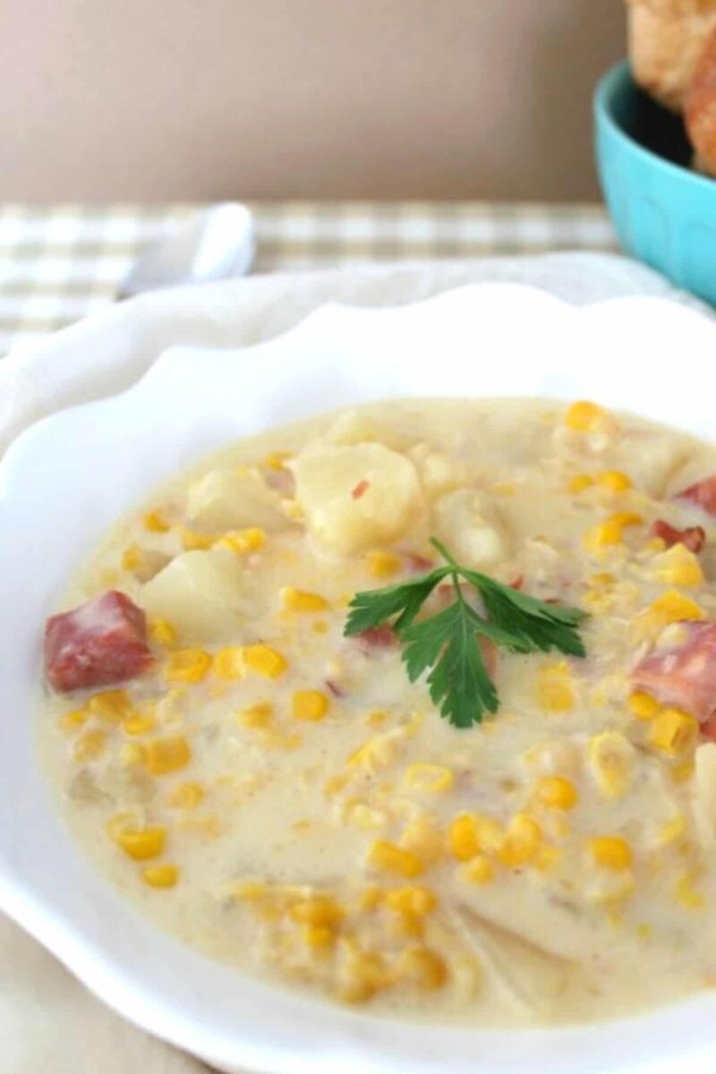 Crock Pot Corn Chowder - Sweet T Makes Three