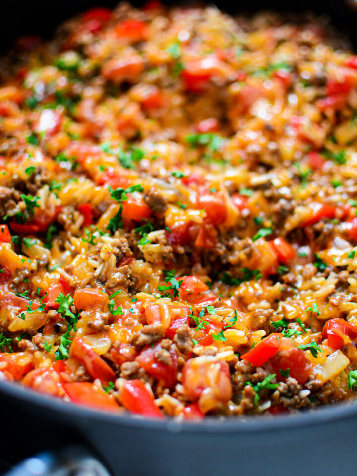 Ground Beef and Rice Skillet - Sweet T Makes Three